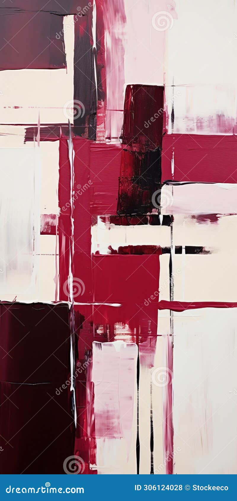 Maroon and Black Abstract Painting with White Outlines Stock ...