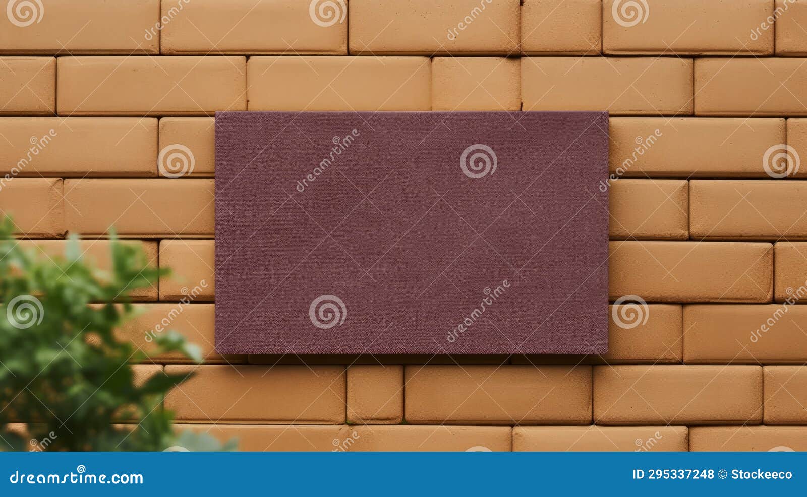 Maroon Canvas Sign Mockup with Olive Background Stock Illustration ...