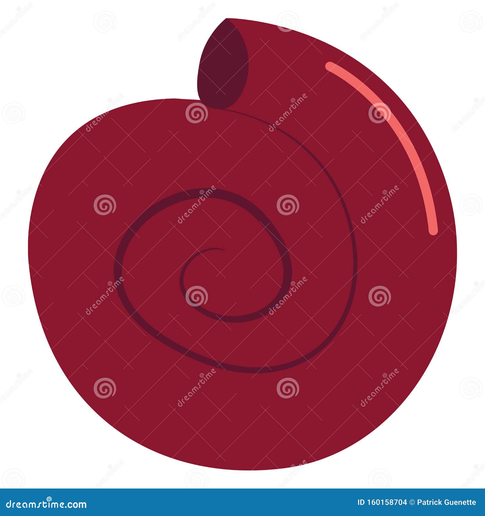 Maroon-colored Cartoon Seashell/Spiral-shaped Seashell/Gastropod Shell ...