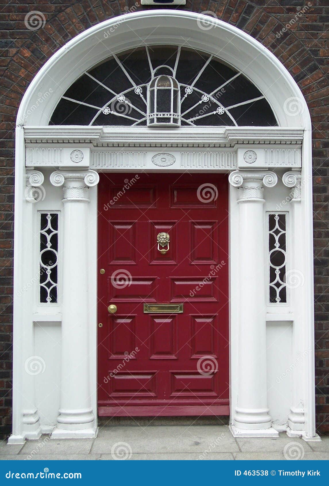 Maroon Dublin Door stock photo. Image of lead, brick, entrance - 463538