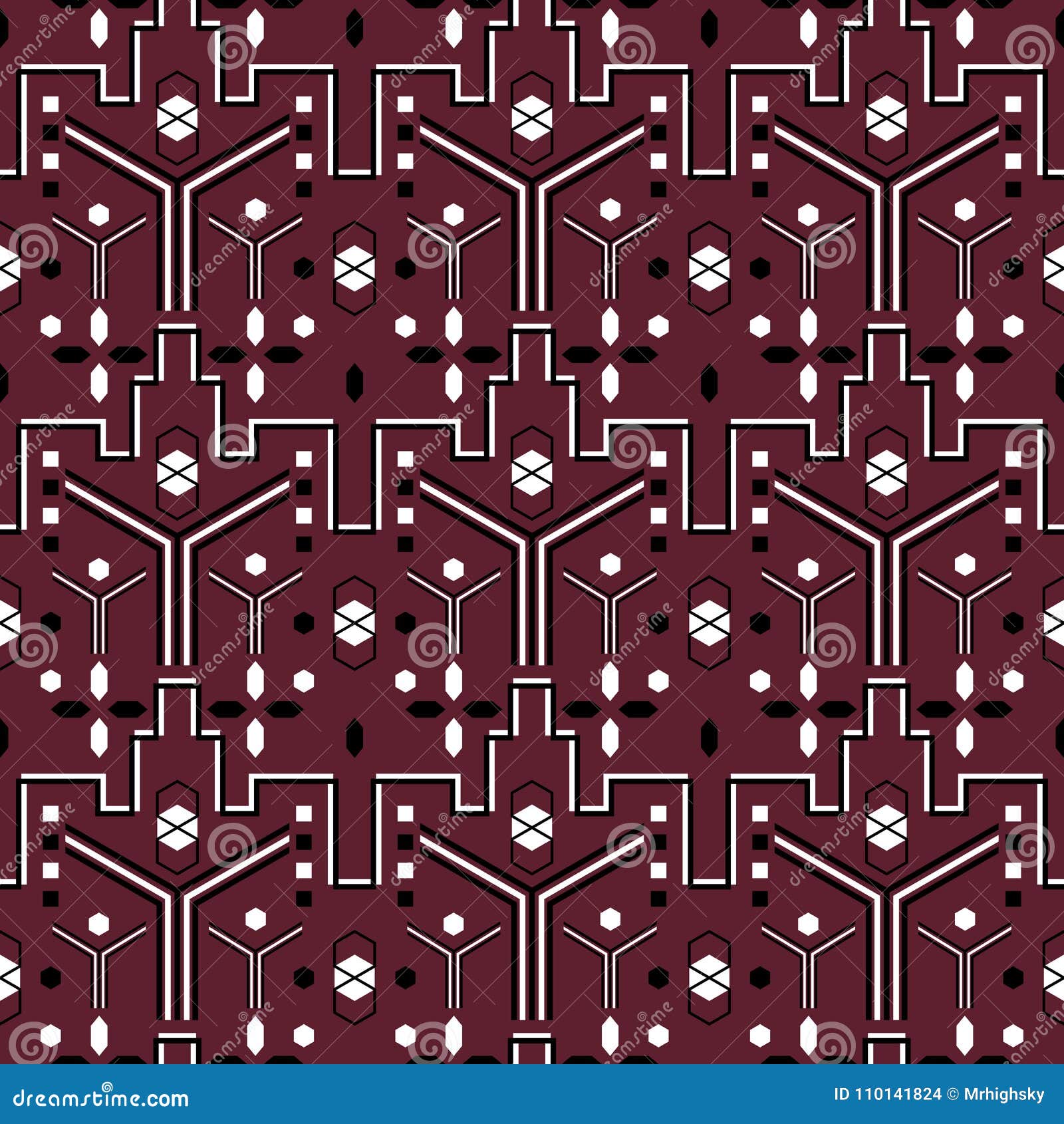 Maroon Geometric Shapes Seamless Pattern Stock Vector - Illustration of ...