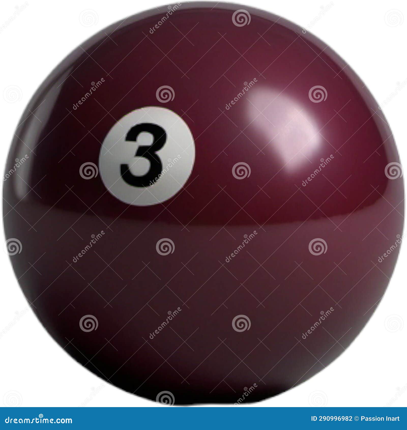 Maroon Pool Ball Isolated on White Background Stock Illustration ...