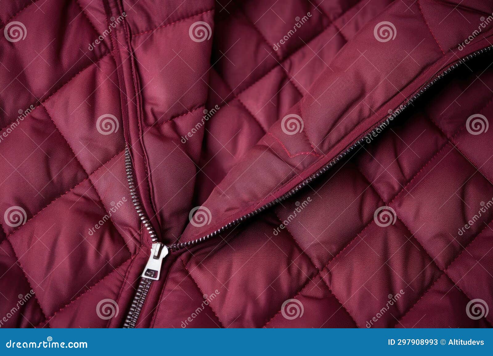 Maroon Quilted Jacket Detailing Stock Image - Image of garment ...