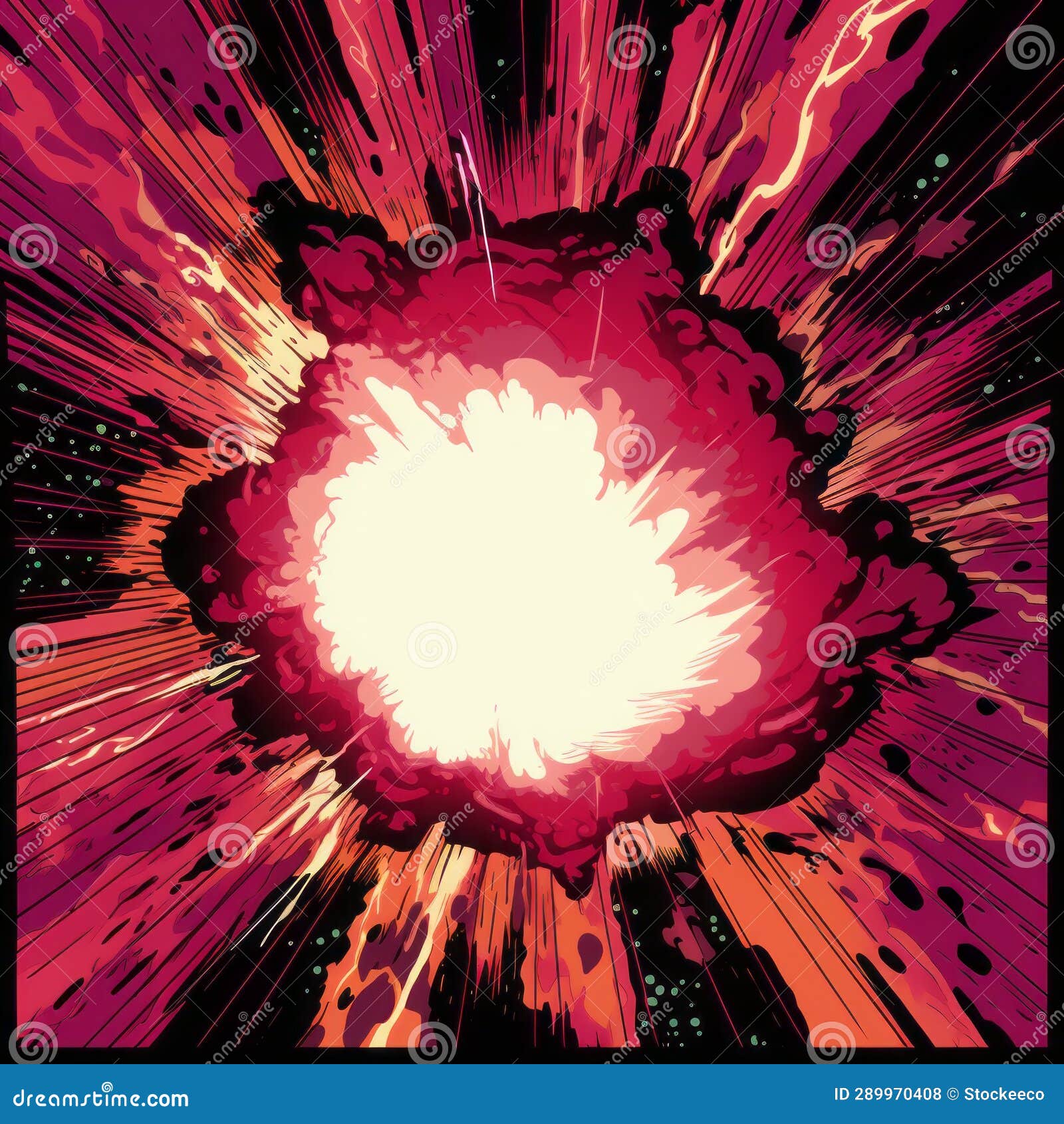 Maroon Retro Comic Book Style Supernova Explosion Stock Illustration ...