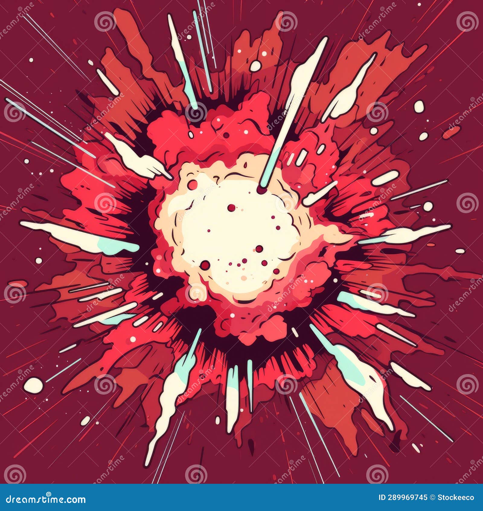 Maroon Retro Comic Book Style Supernova Explosion Stock Illustration ...
