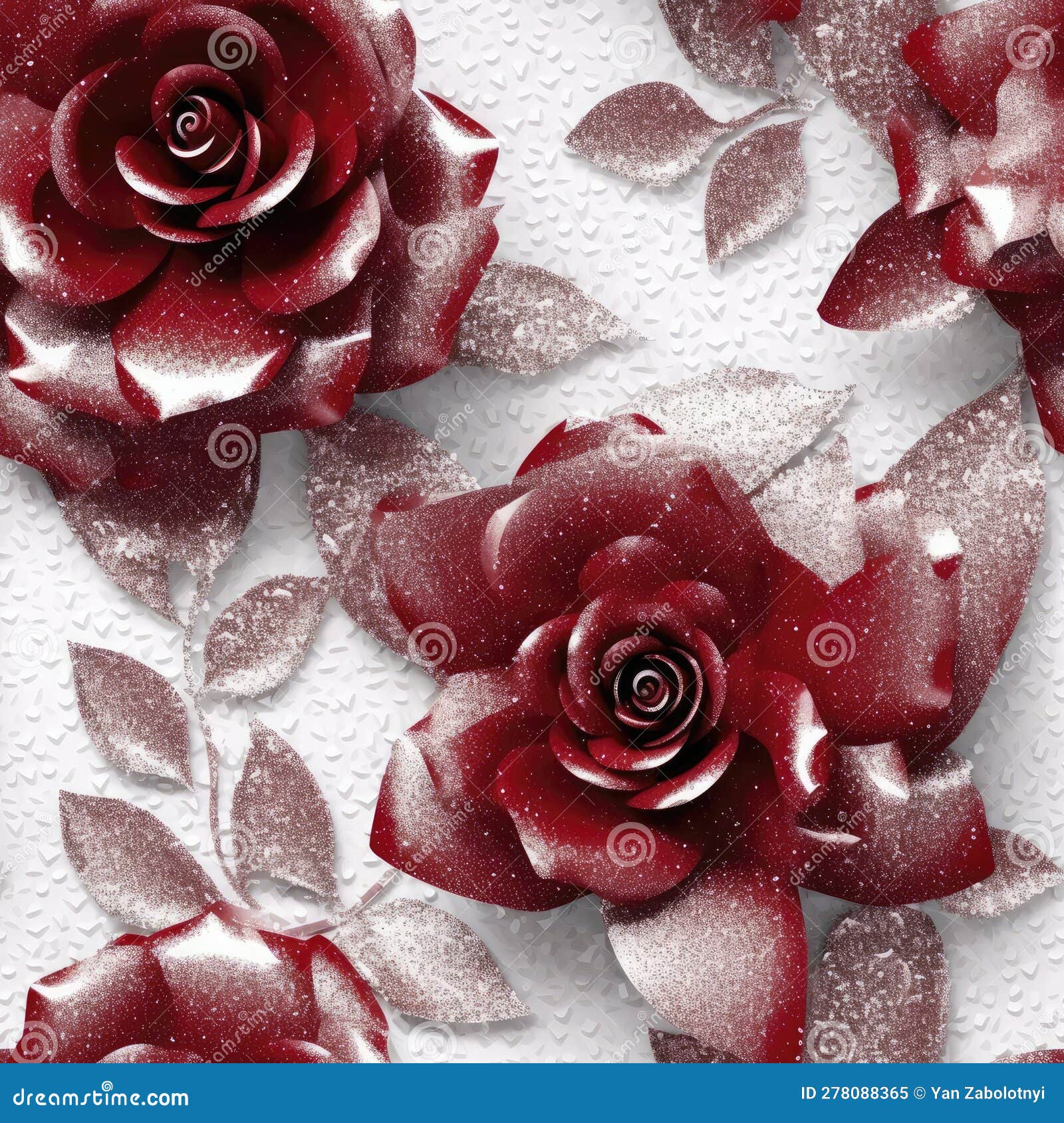 Maroon Rose Flowers Glitter White Background Tile Seamless Background ...