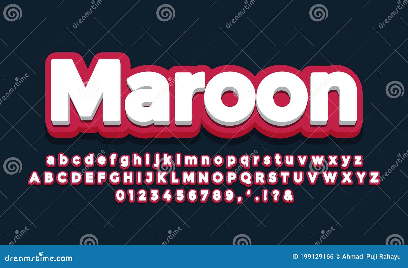 Maroon with White 3d Font Effect or Text Effect Design Stock Vector ...