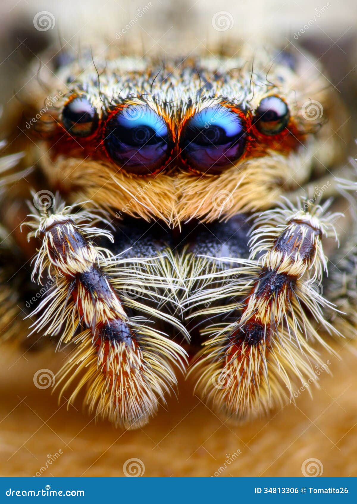 Marpissa-muscosa Springende Spinne Stockfoto - Bild von frau, insekt ...