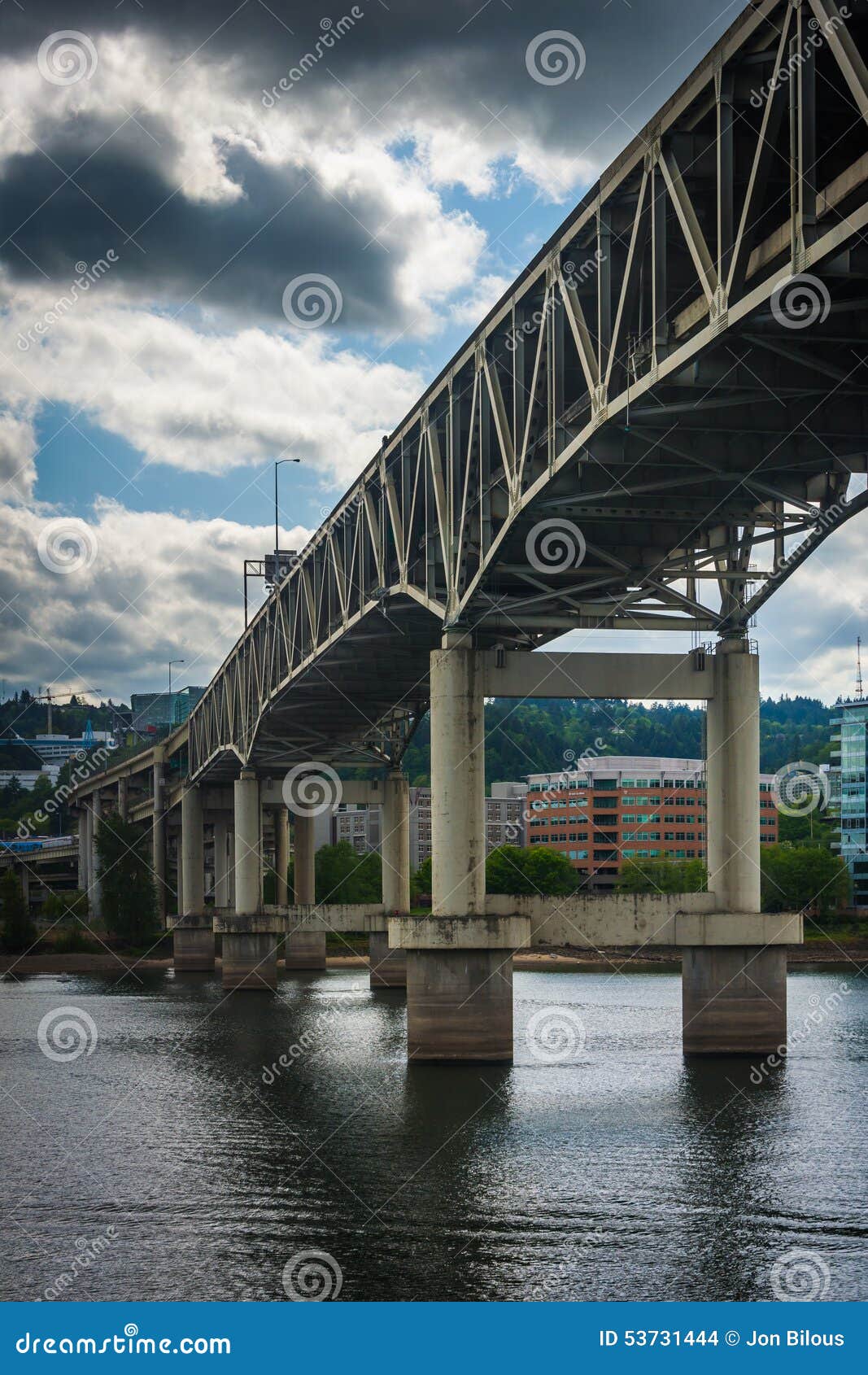 The Marquam Bridge Over the Williamette River Stock Photo - Image of ...