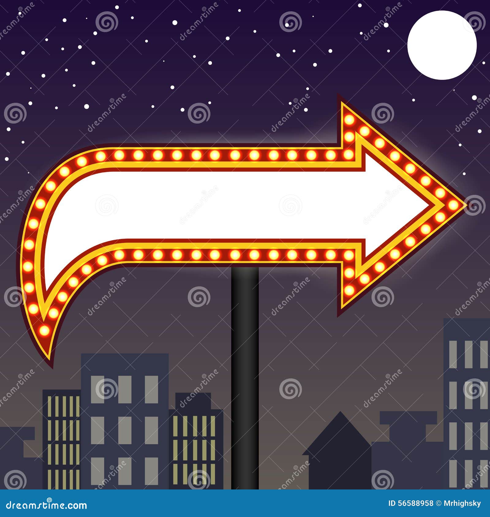 Marquee Lights Arrow Billboard Stock Vector - Illustration of billboard ...