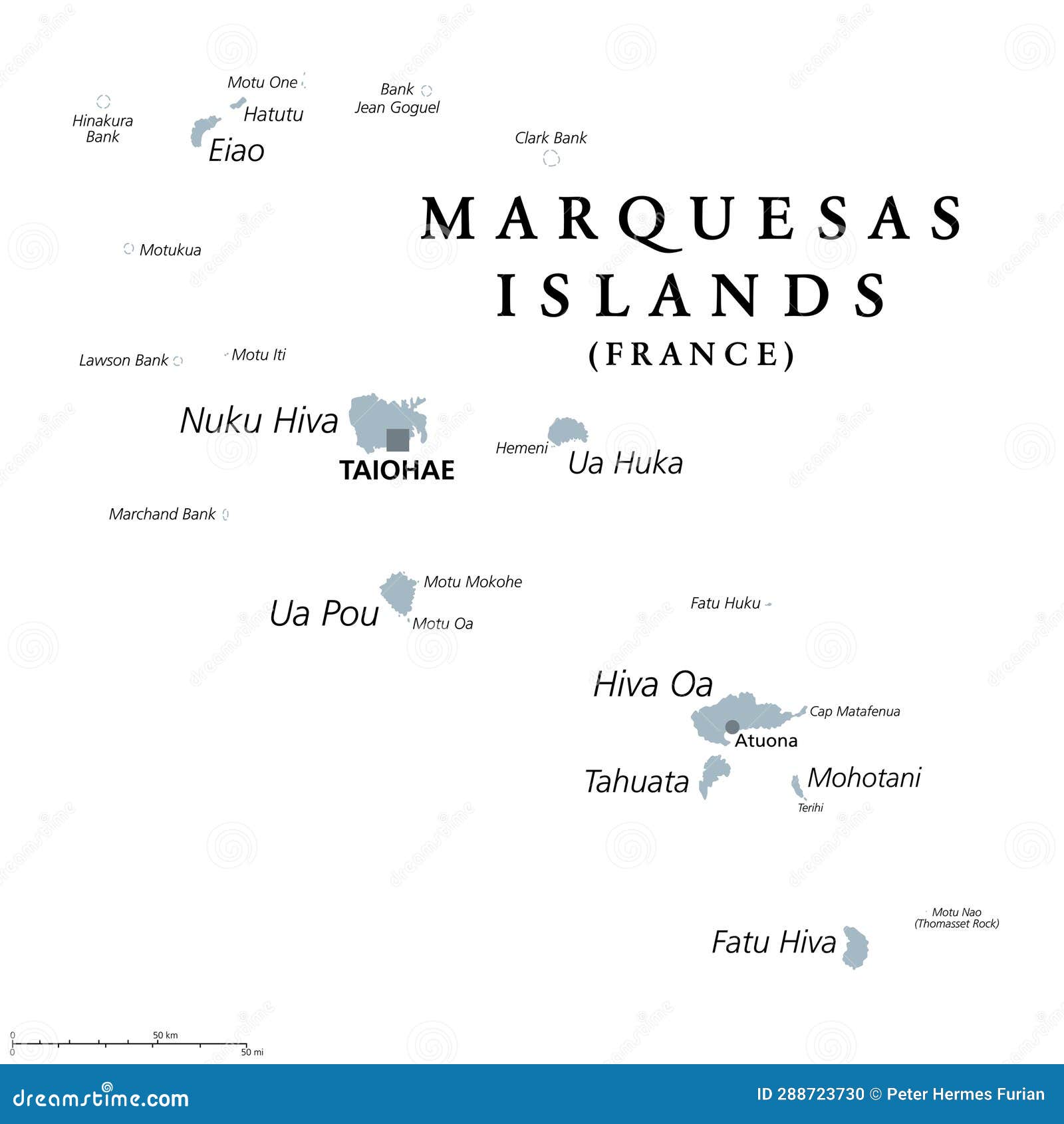 Marquesas Islands, Island Group In French Polynesia, Political Map ...