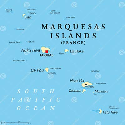 Marquesas Islands, Island Group in French Polynesia, Political Map ...