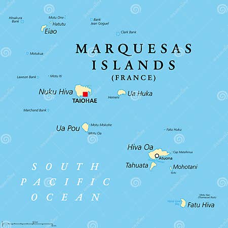 Marquesas Islands, Island Group in French Polynesia, Political Map ...