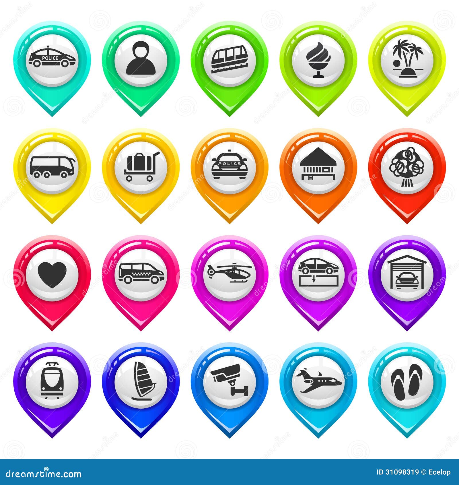 Marqueur De Carte Avec L'icône-ensemble Six Illustration de Vecteur ...