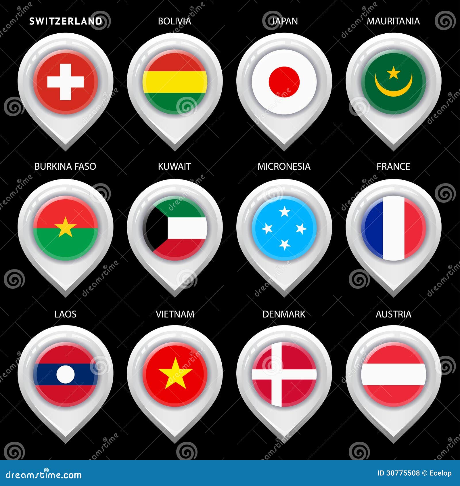 Marqueur De Carte Avec Le Drapeau-ensemble D'abord Illustration de ...