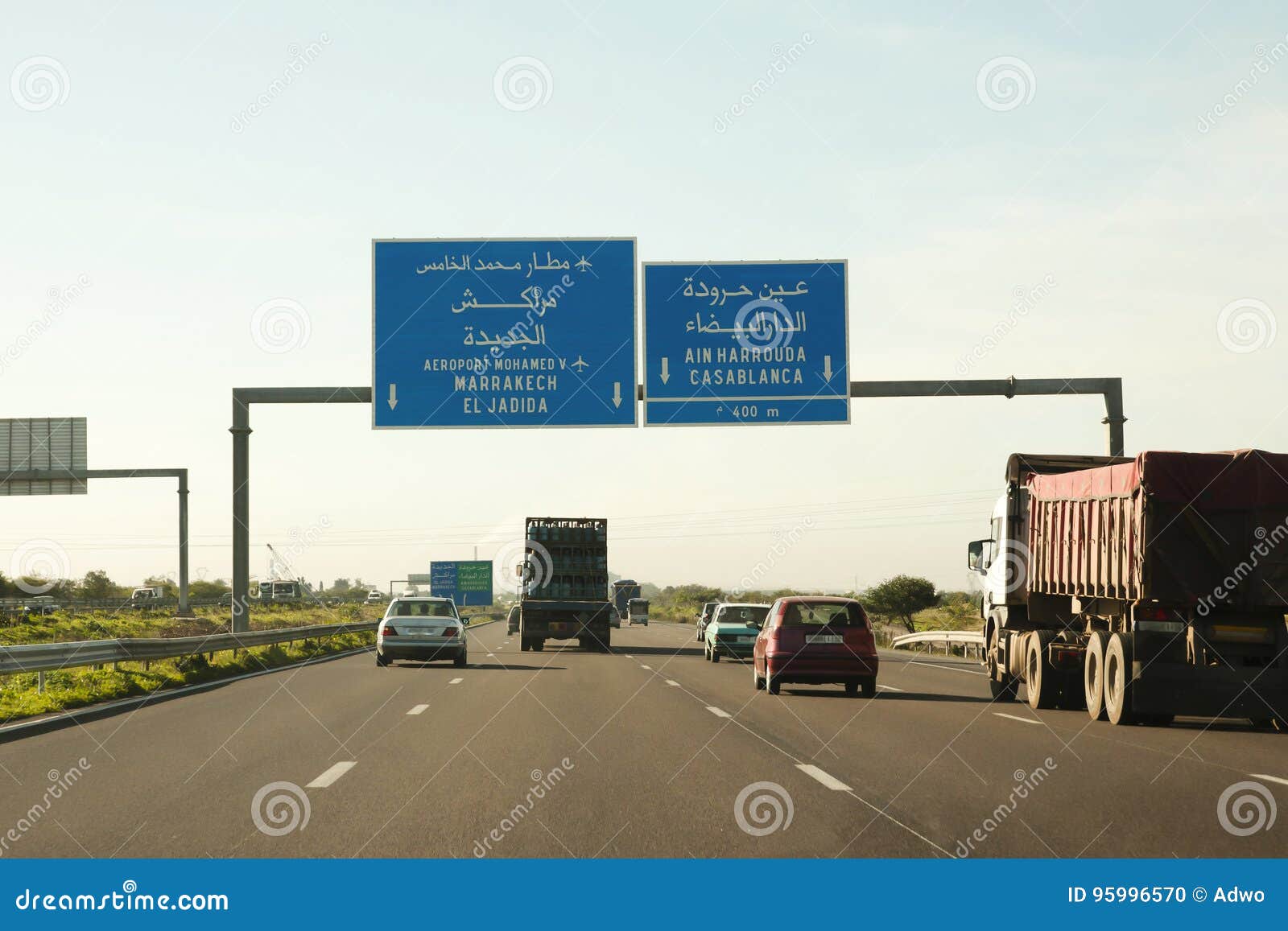 Marrakech & Casablanca Road Signs - Morocco Editorial Image - Image of ...