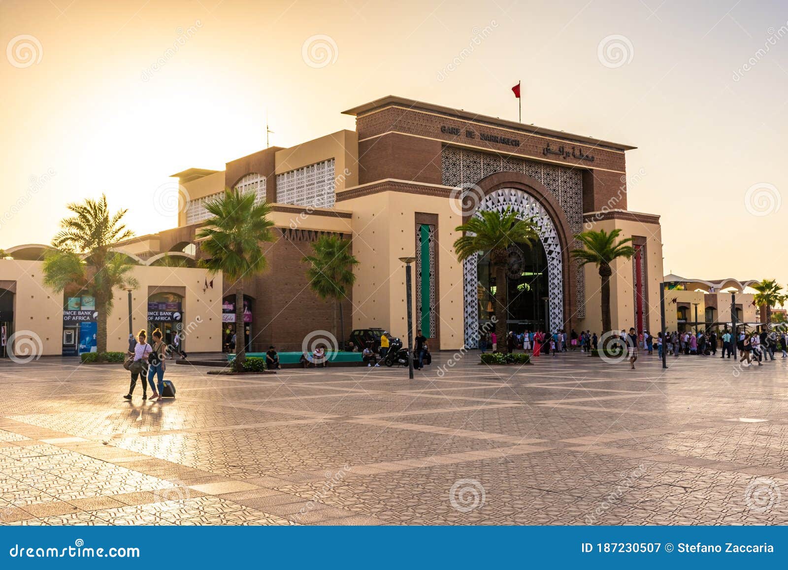 MARRAKECH, MOROCCO, 25 AUGUST 2018 Square of the Train Station of ...