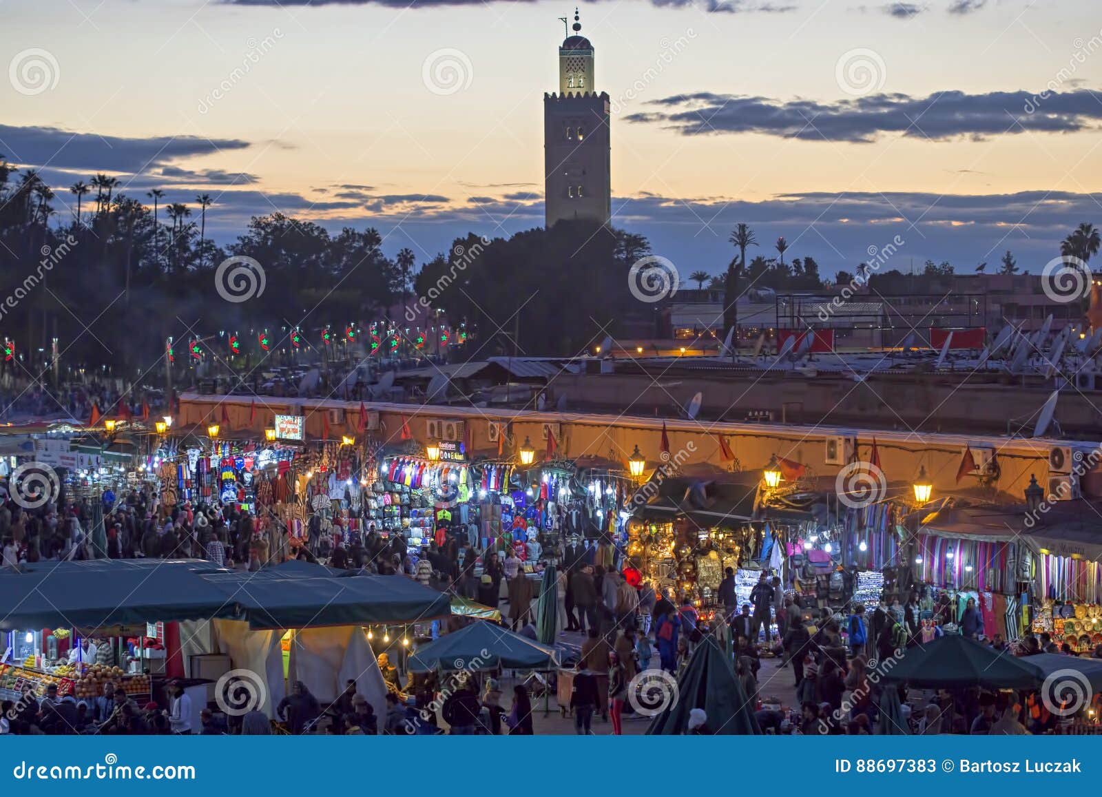 Marrakech night view editorial stock photo. Image of market - 88697383