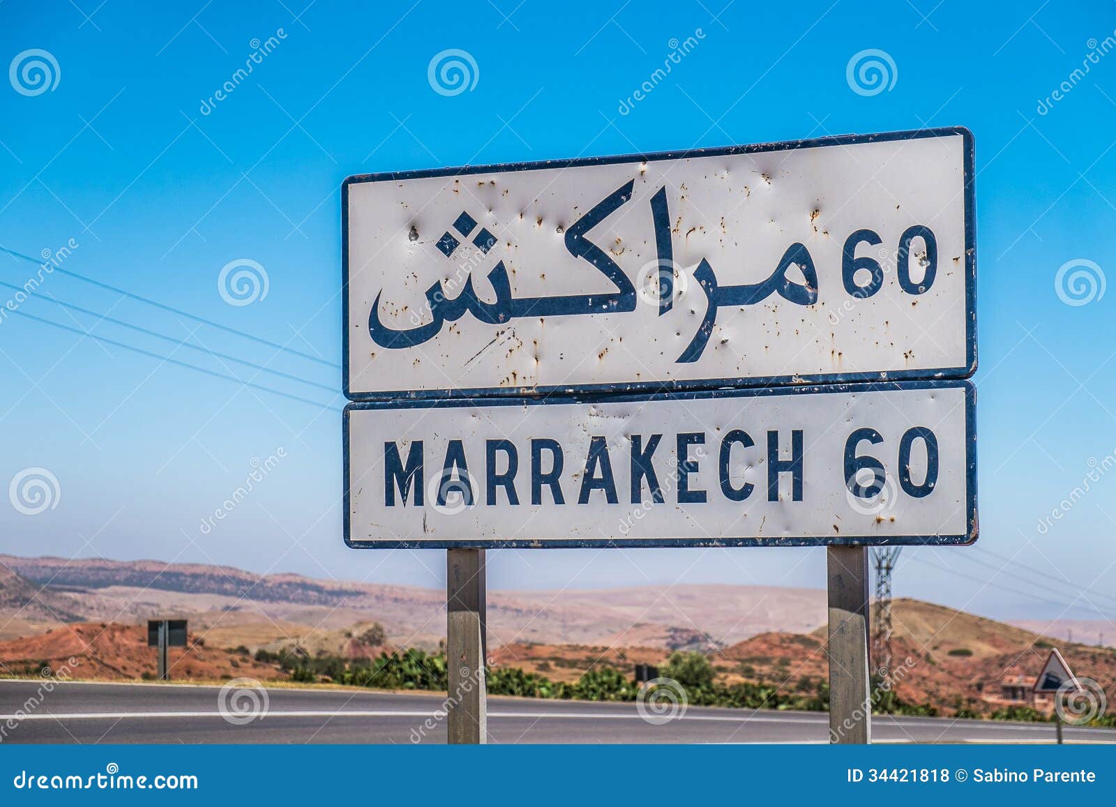 Marrakech sign stock photo. Image of postcard, indication - 34421818