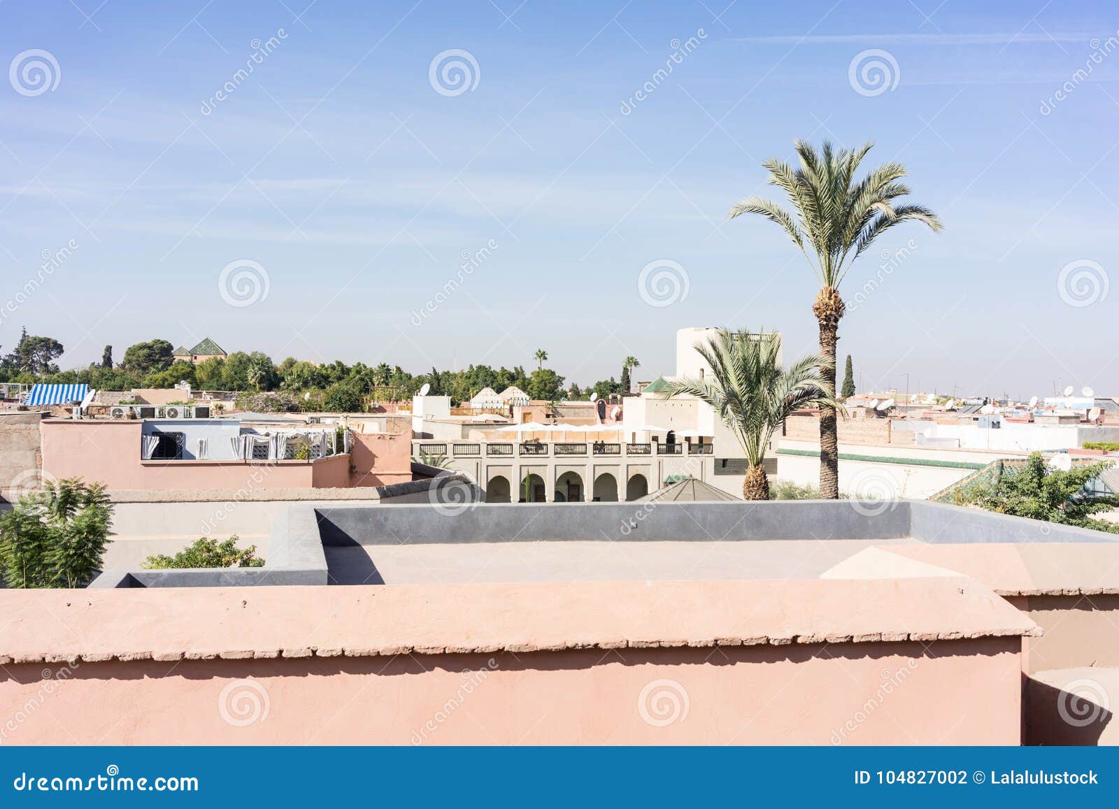 Marrakesh Morocco Rooftop View Stock Photo - Image of imperial, mosques ...