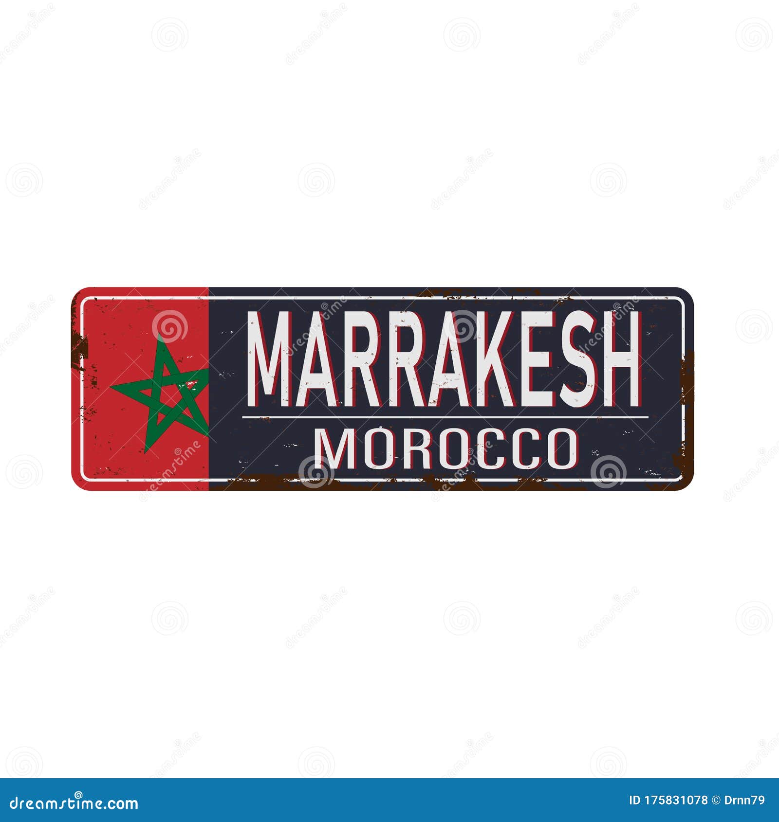 Marrakesh Road Sign Isolated on White Background. Stock Vector ...