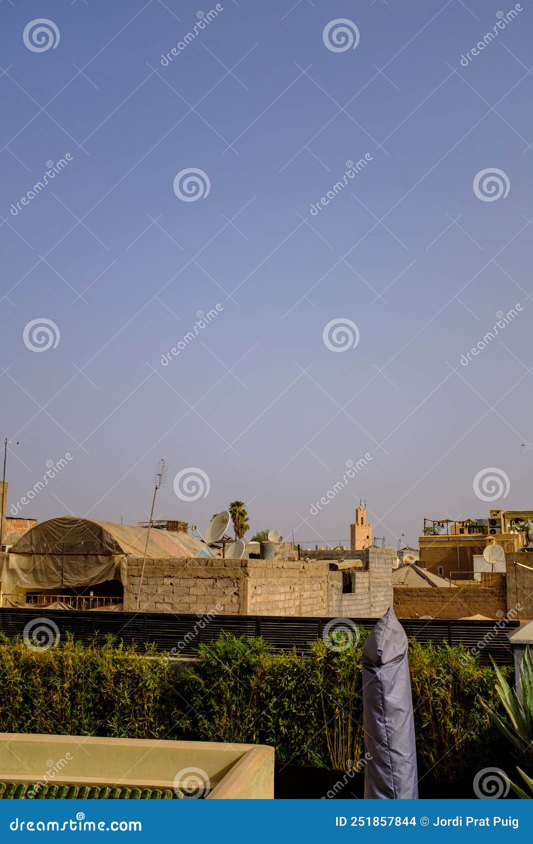 Marrakesh Urban Skyline on a Blue Sunny Sky Stock Photo - Image of ...