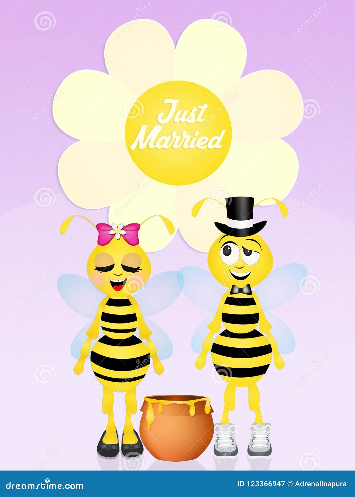 Marriage of bees stock illustration. Illustration of cute - 123366947