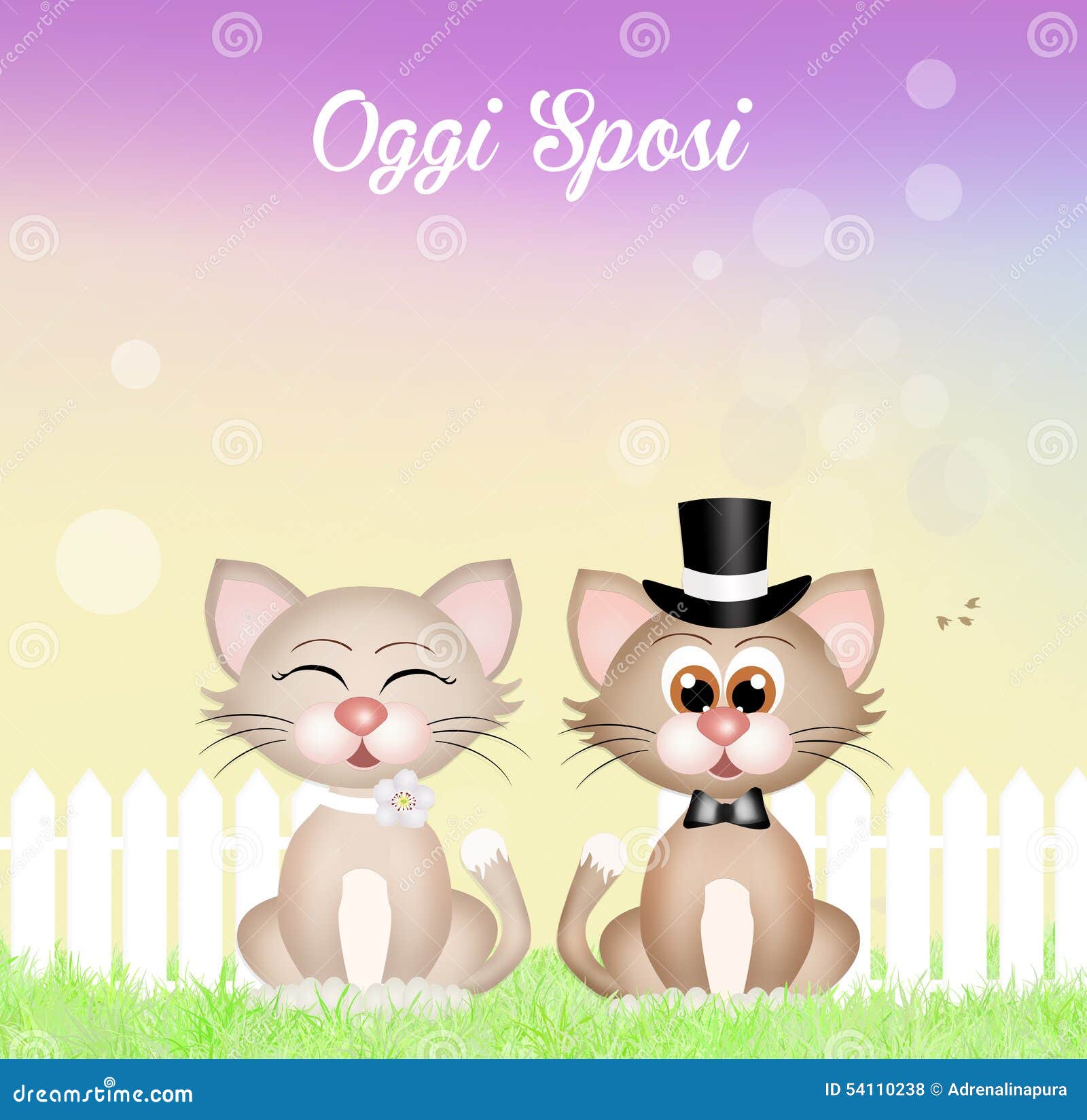 Marriage of cats stock illustration. Illustration of carefree - 54110238