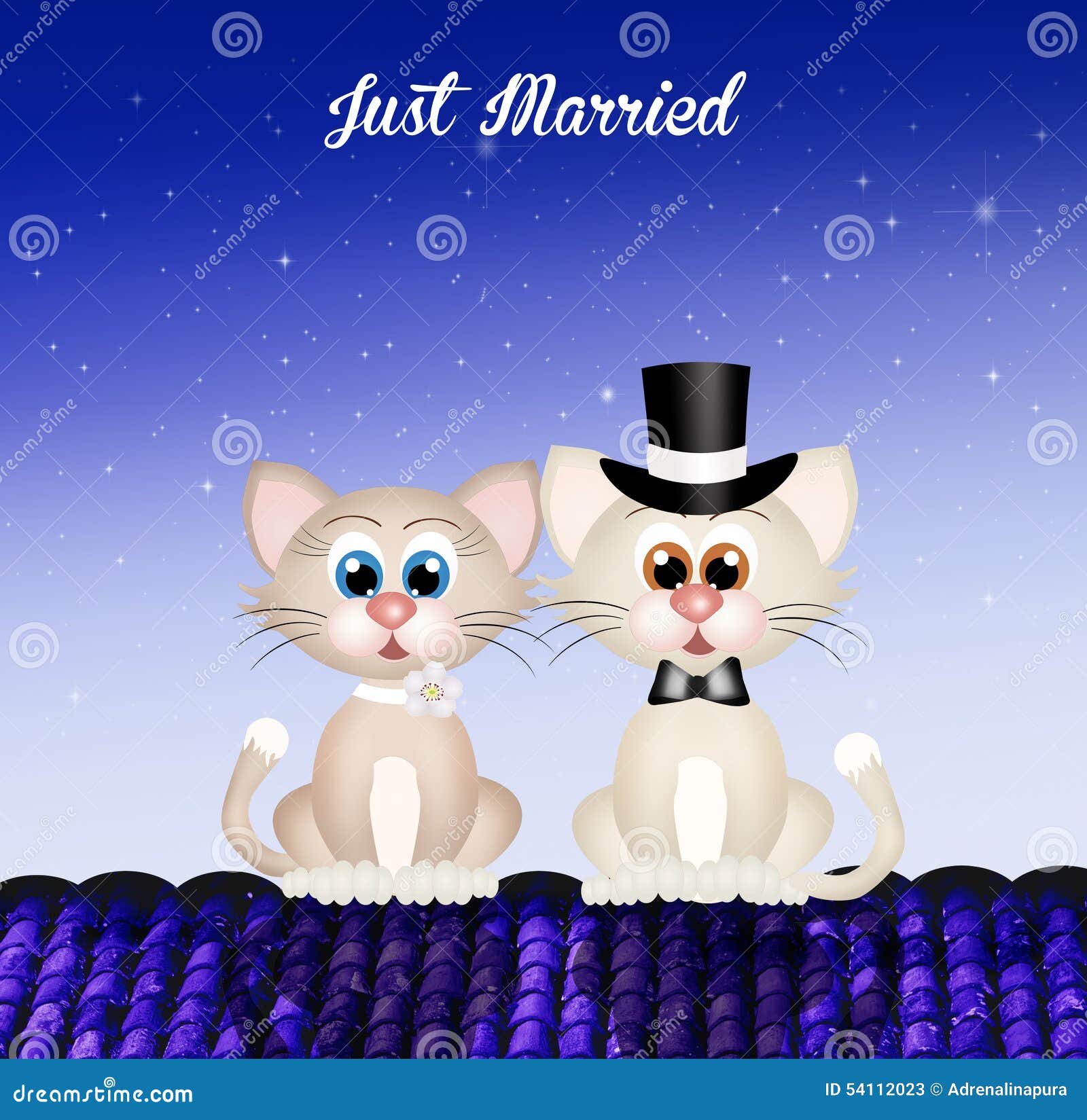 Marriage of cats stock illustration. Illustration of wedding - 54112023
