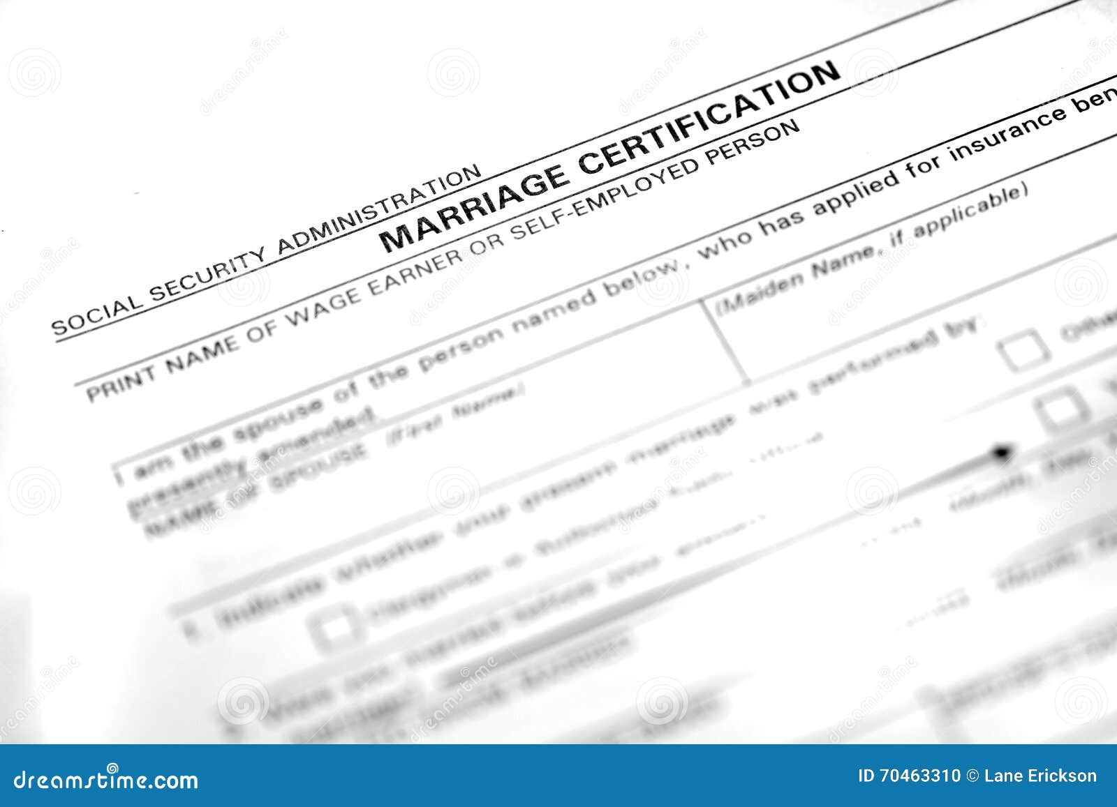 Marriage Certificate Form stock photo. Image of background - 70463310
