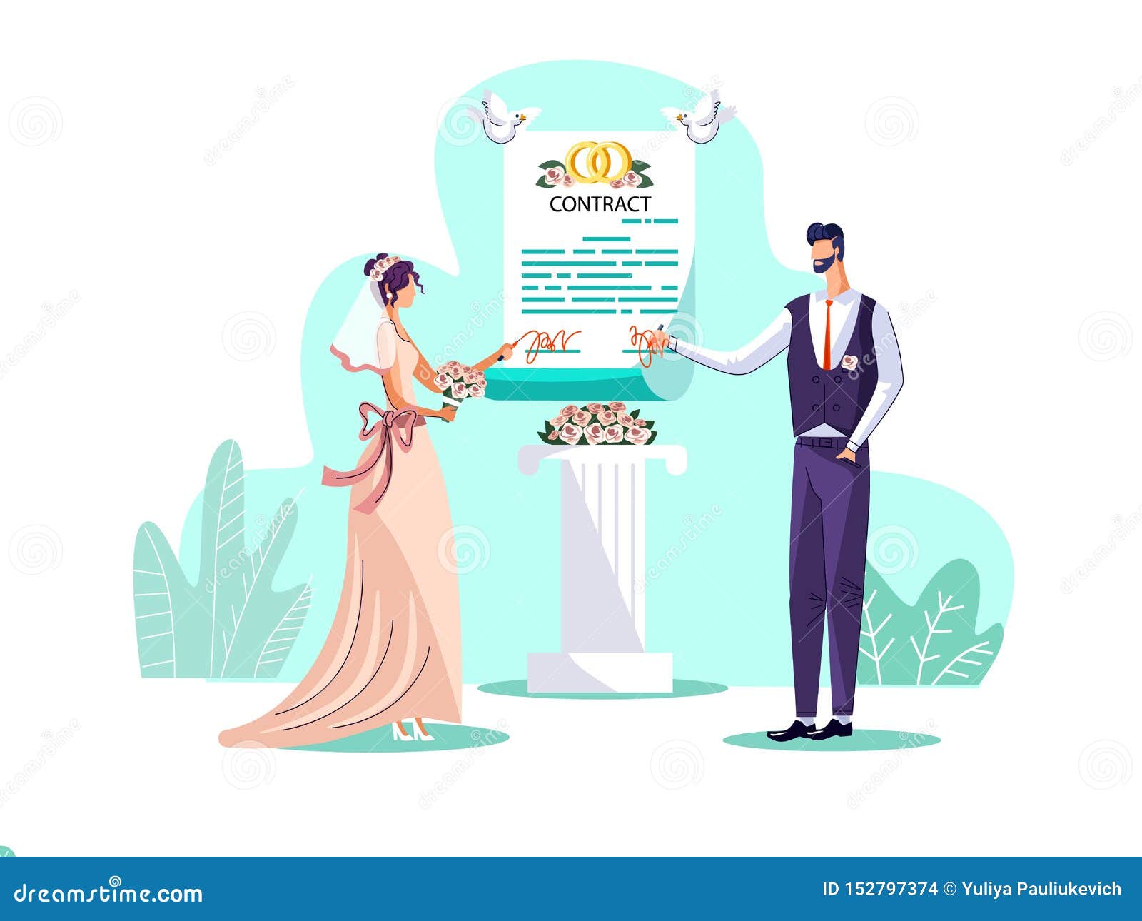 Marriage Contract Concept Vector Illustration Stock Vector ... Marriage Contract Concept Vector Illustration Stock Vector ...