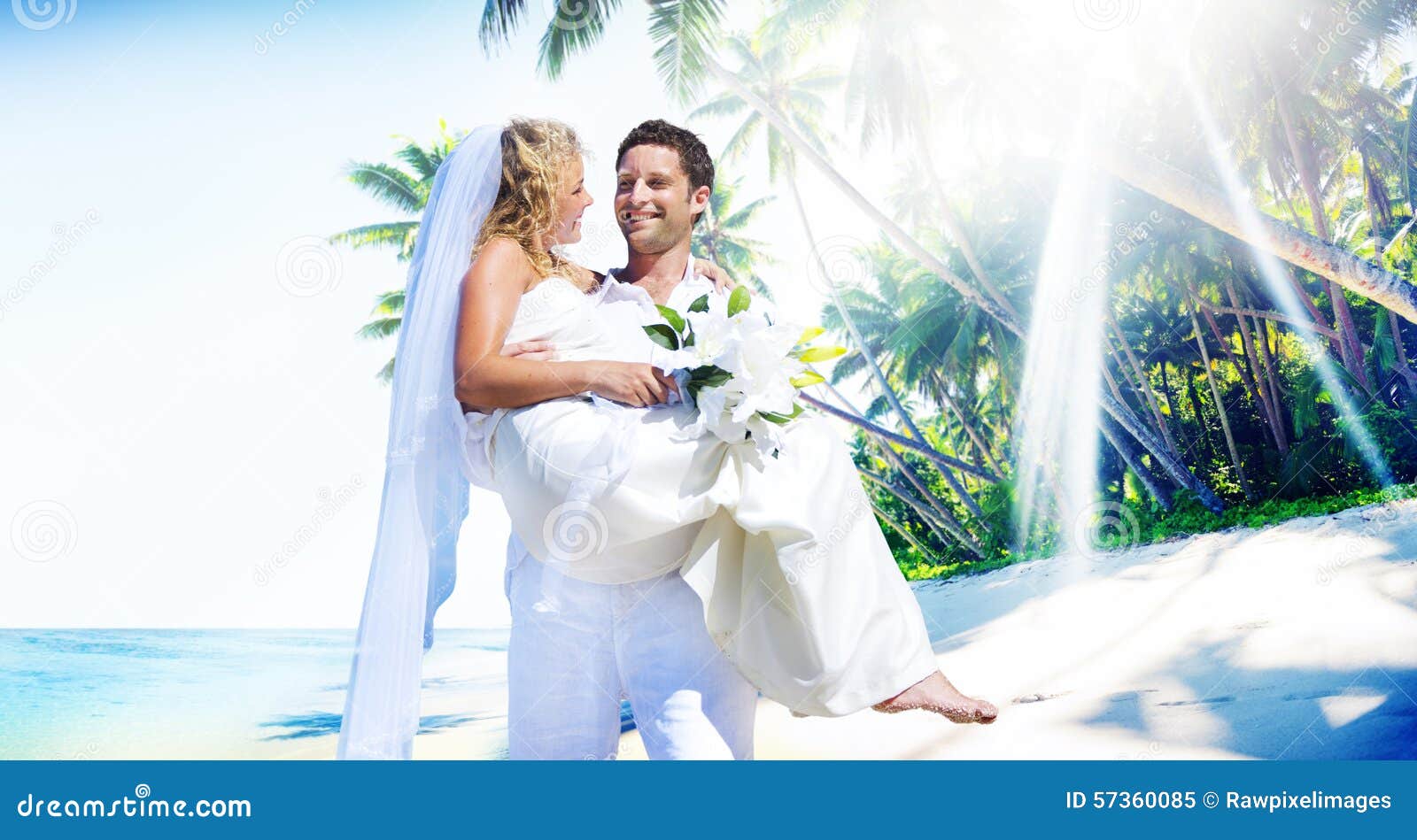 Marriage Couple Beach Wedding Happiness Concept Stock Image - Image of ...