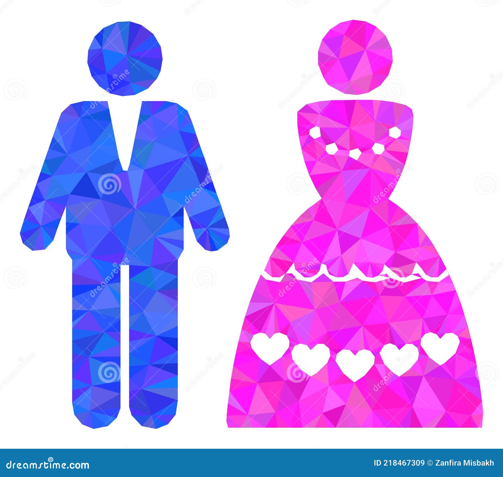 Marriage Couple Triangle Lowpoly Flat Icon Stock Vector - Illustration ...