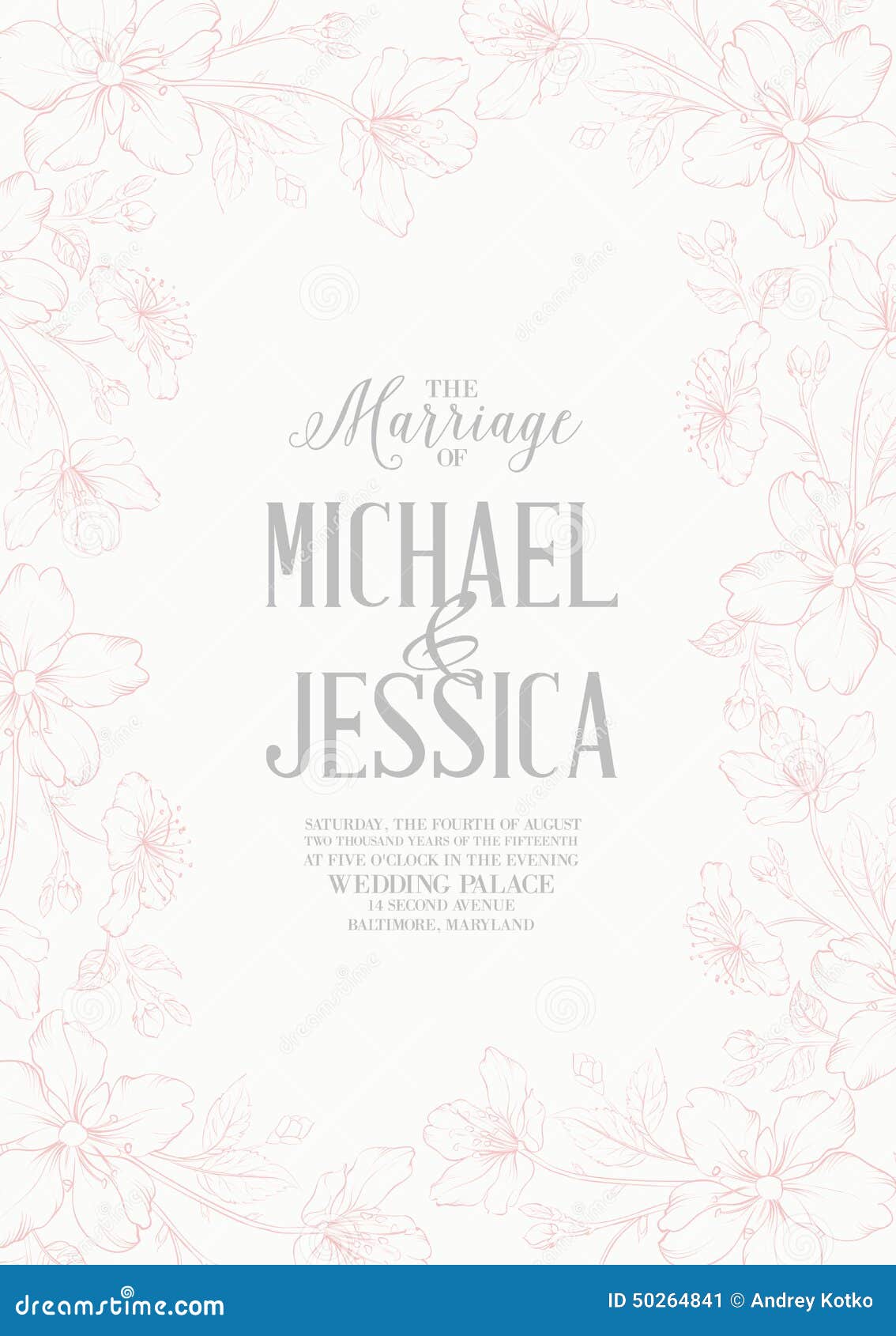 Marriage Design Template With Custom Names In Square Frame Flowers ...