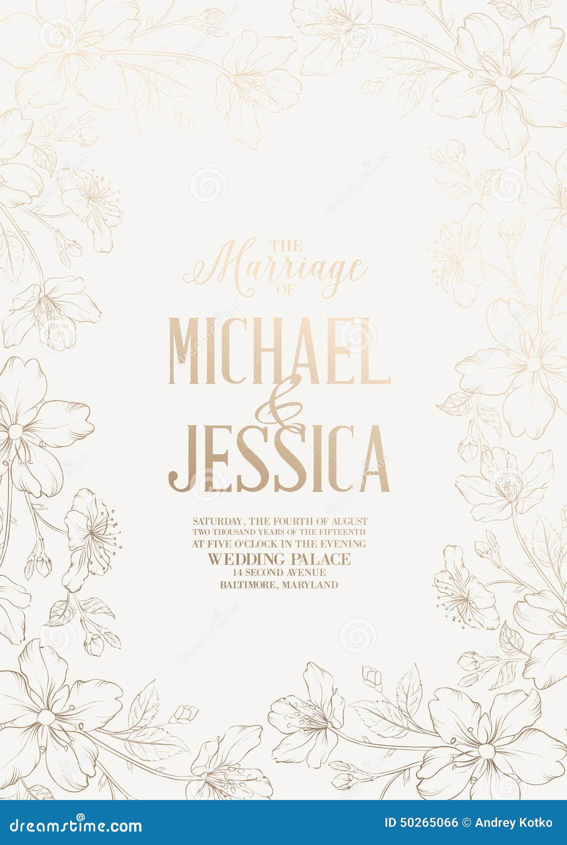 Marriage Design Template With Custom Names In Square Frame Flowers ...