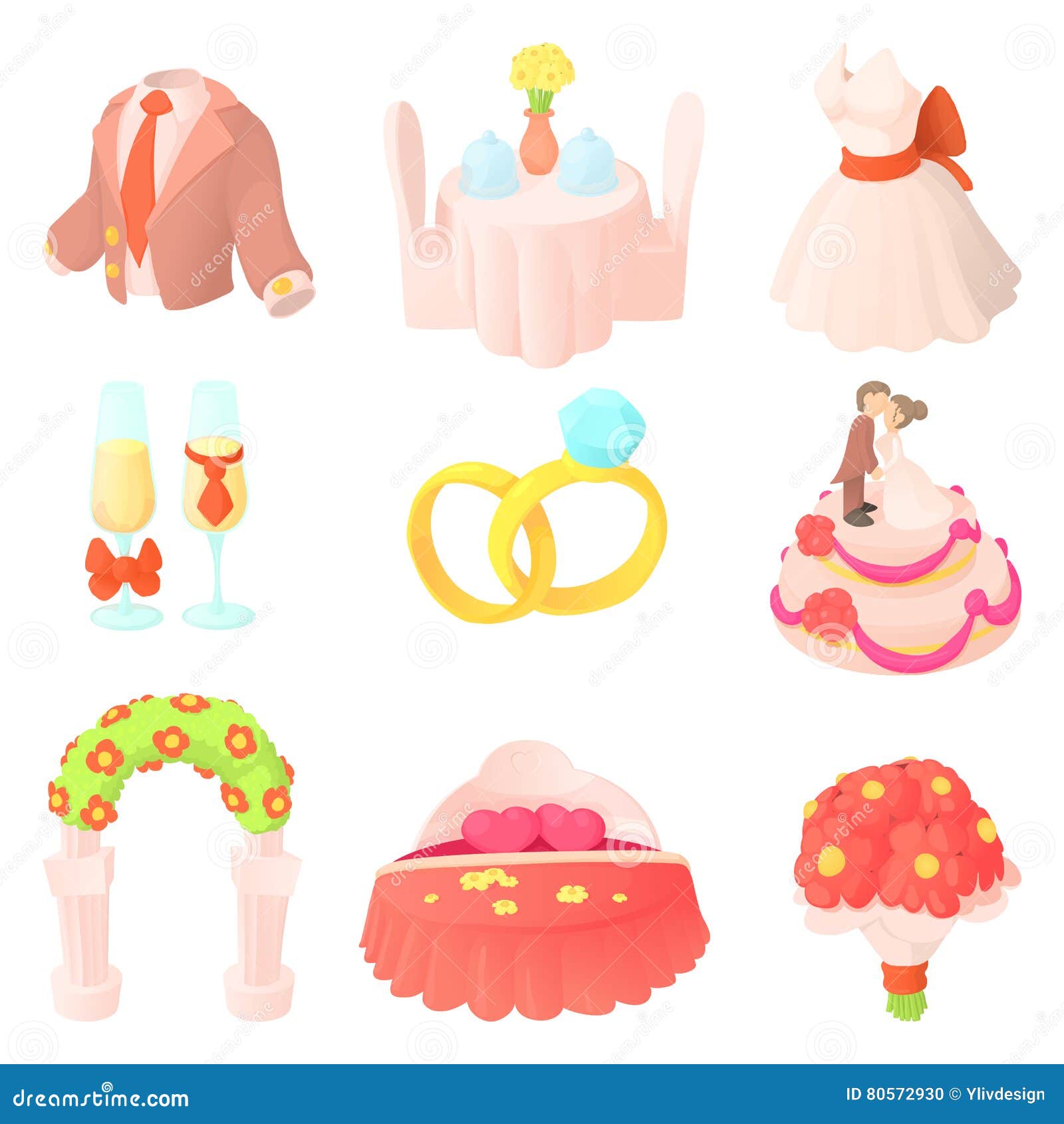 Marriage Icons Set, Cartoon Style Stock Vector - Illustration of ...