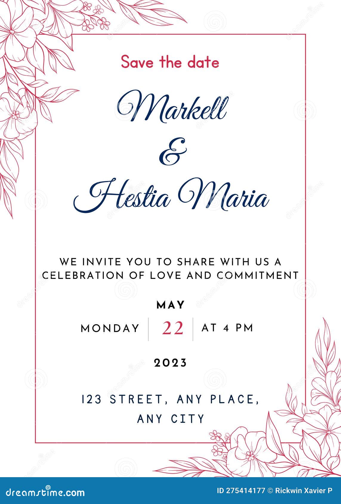 Marriage Invitation Template. Invitation Card Stock Vector ...