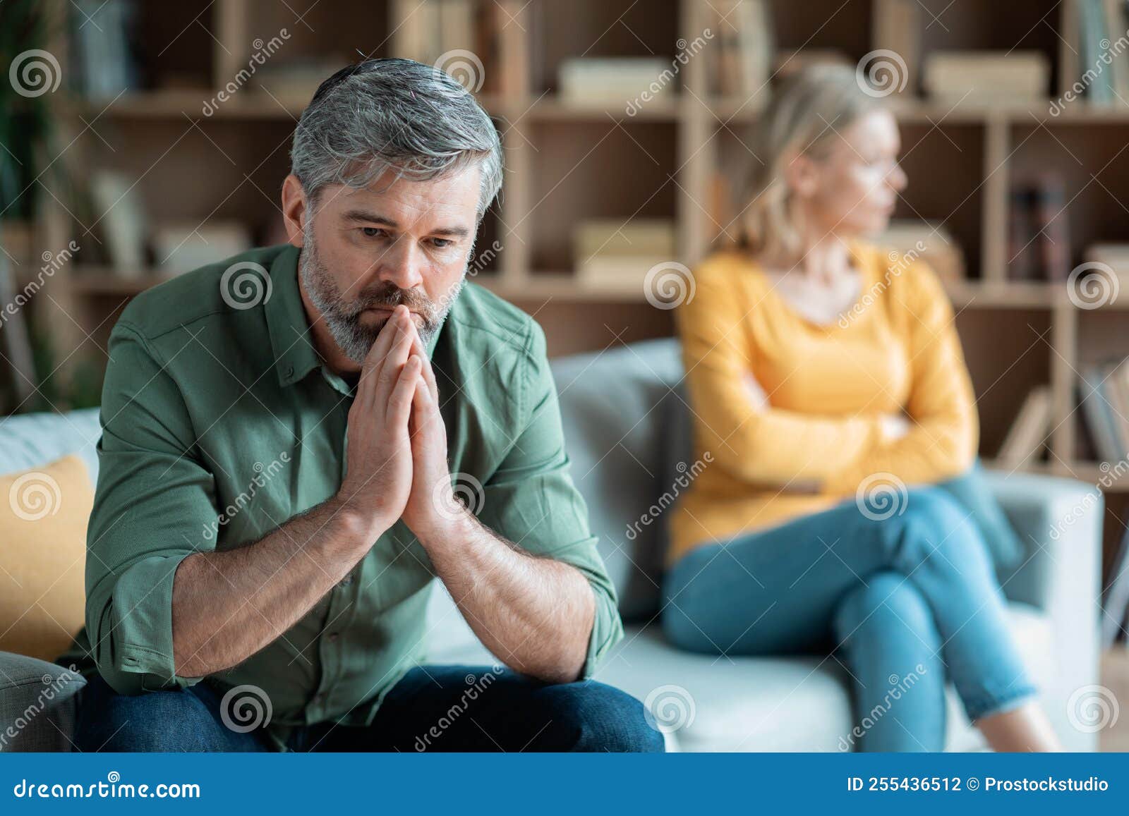 Marriage Problems Middle Aged Wife And Husband Upset After Quarrel At