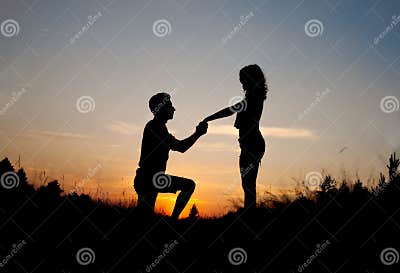 Marriage Proposal Sunset stock photo. Image of relationship - 64255356