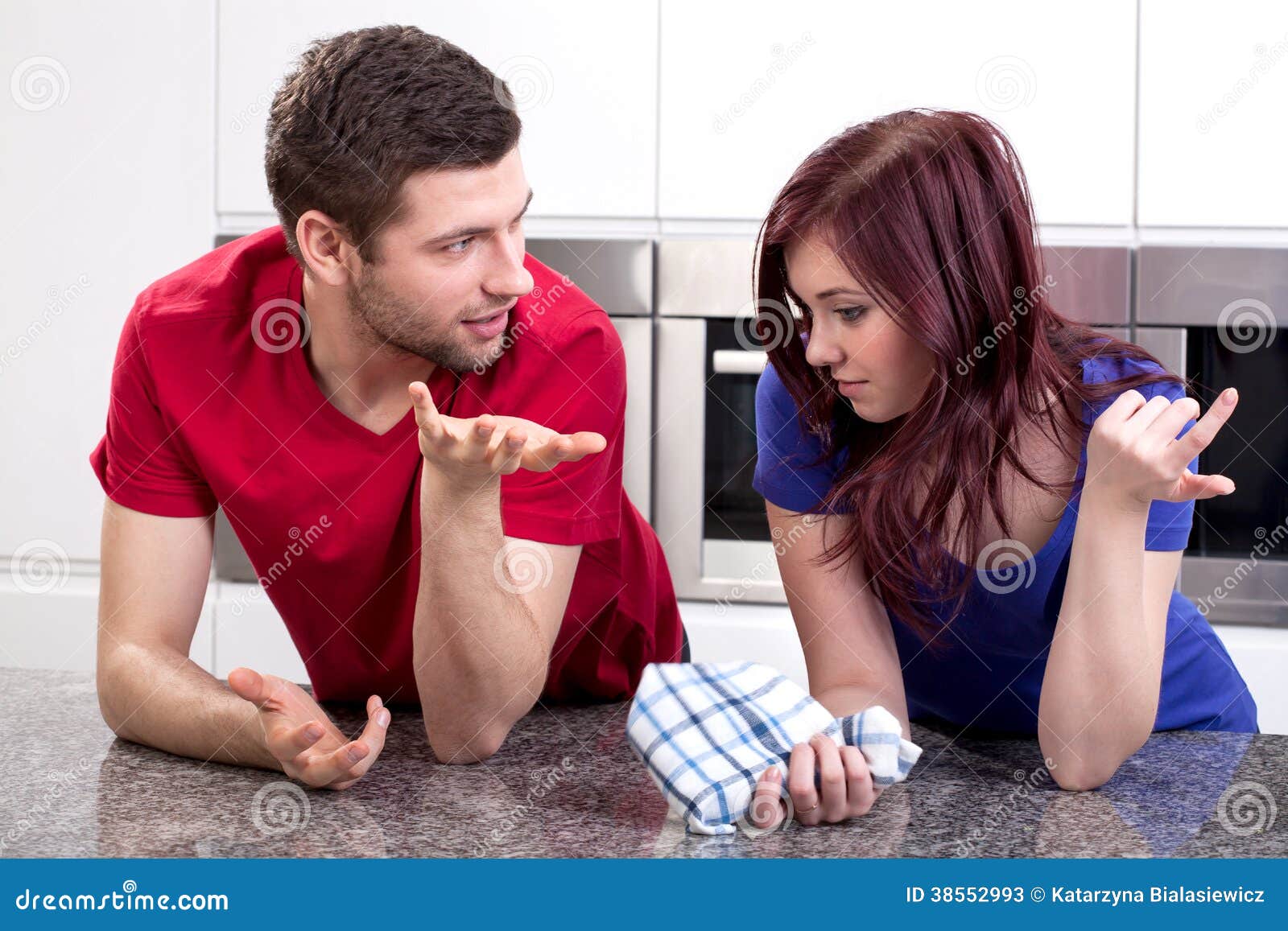 Marriage Talking in Kitchen Stock Image - Image of family, kitchen ...