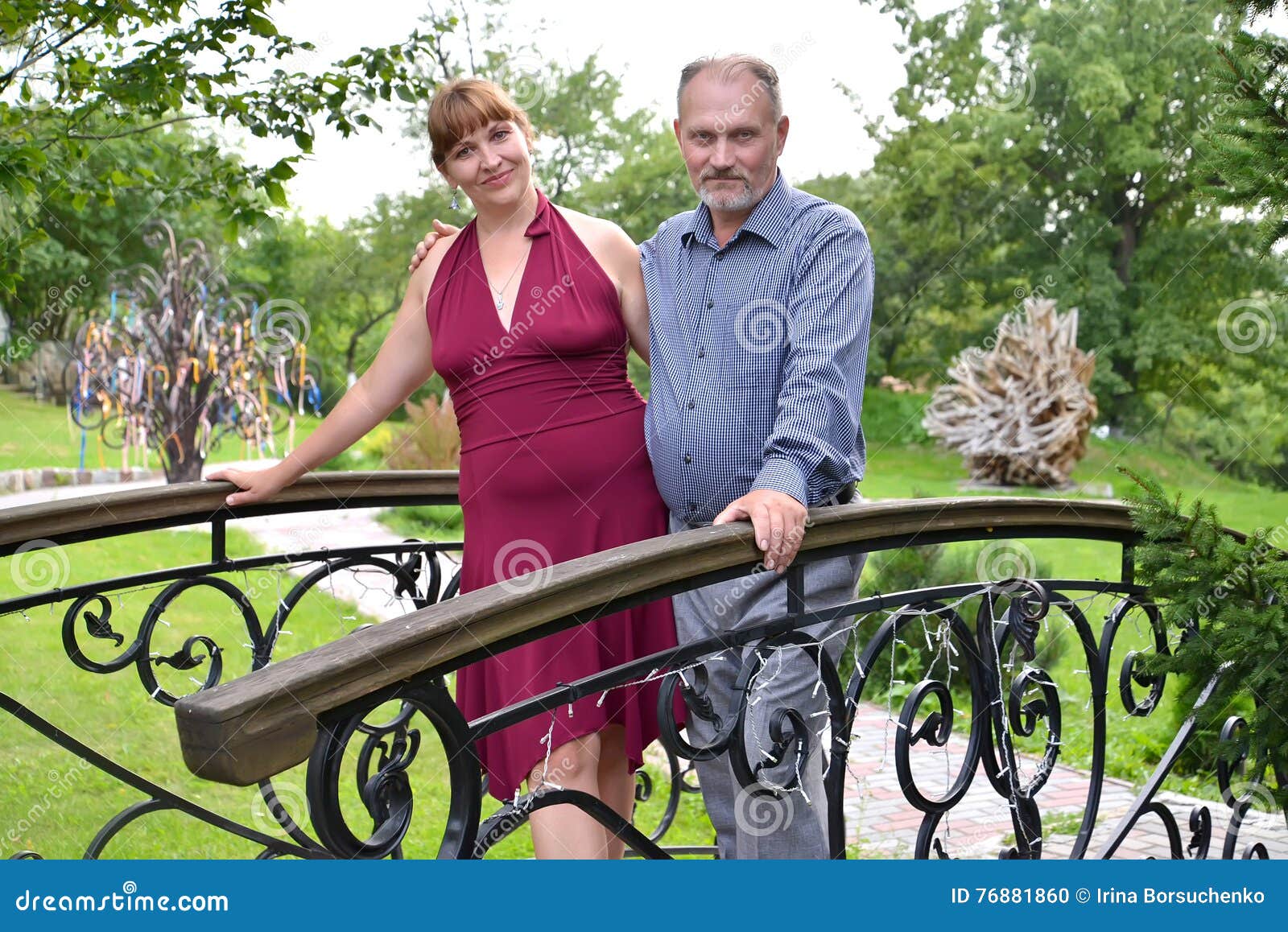 The Married Couple of Average Years is Installed on the Decorative ...