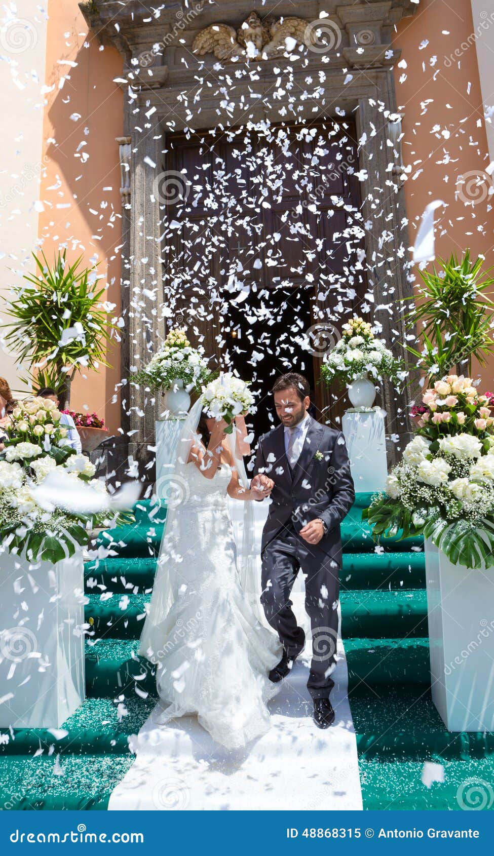 Married Couple while Exit from the Church Stock Image - Image of ...