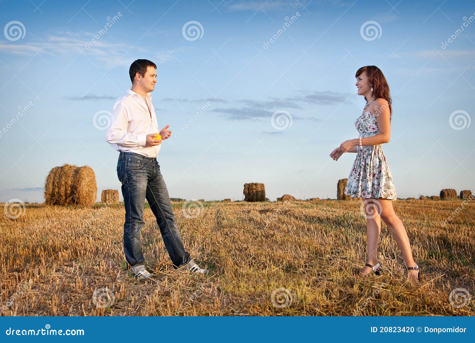 Married Couple in the Field Nearby Stock Photo - Image of outdoor ...