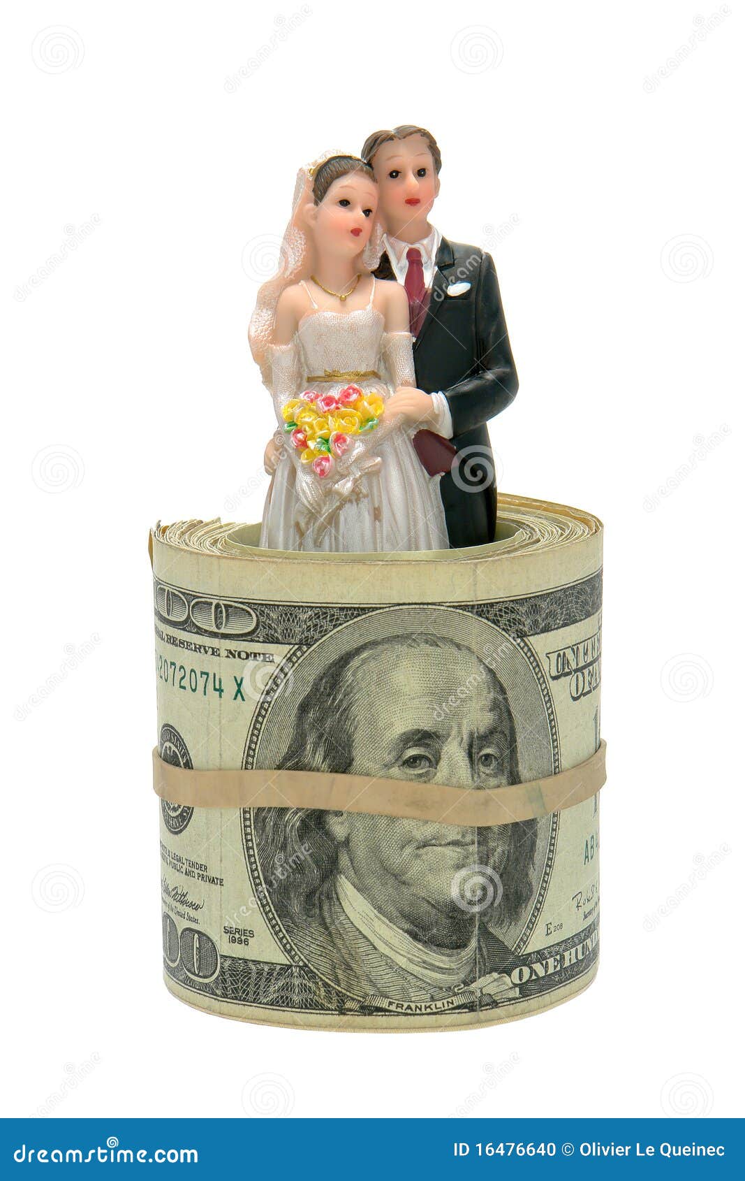 Married Couple Figurine Inside Dollar Bill Roll Stock Photo - Image of ...