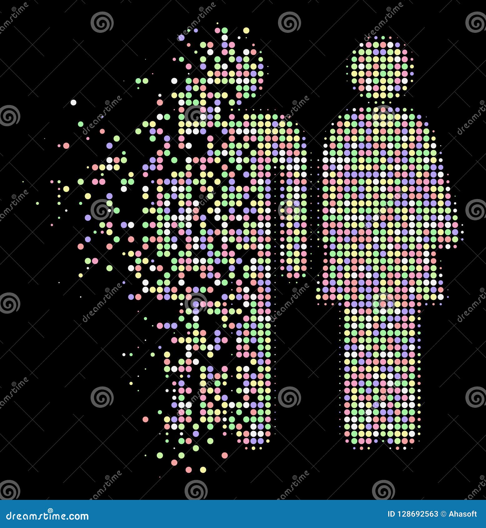 Light Destructed Pixel Halftone Married Couple Icon Stock Vector ...