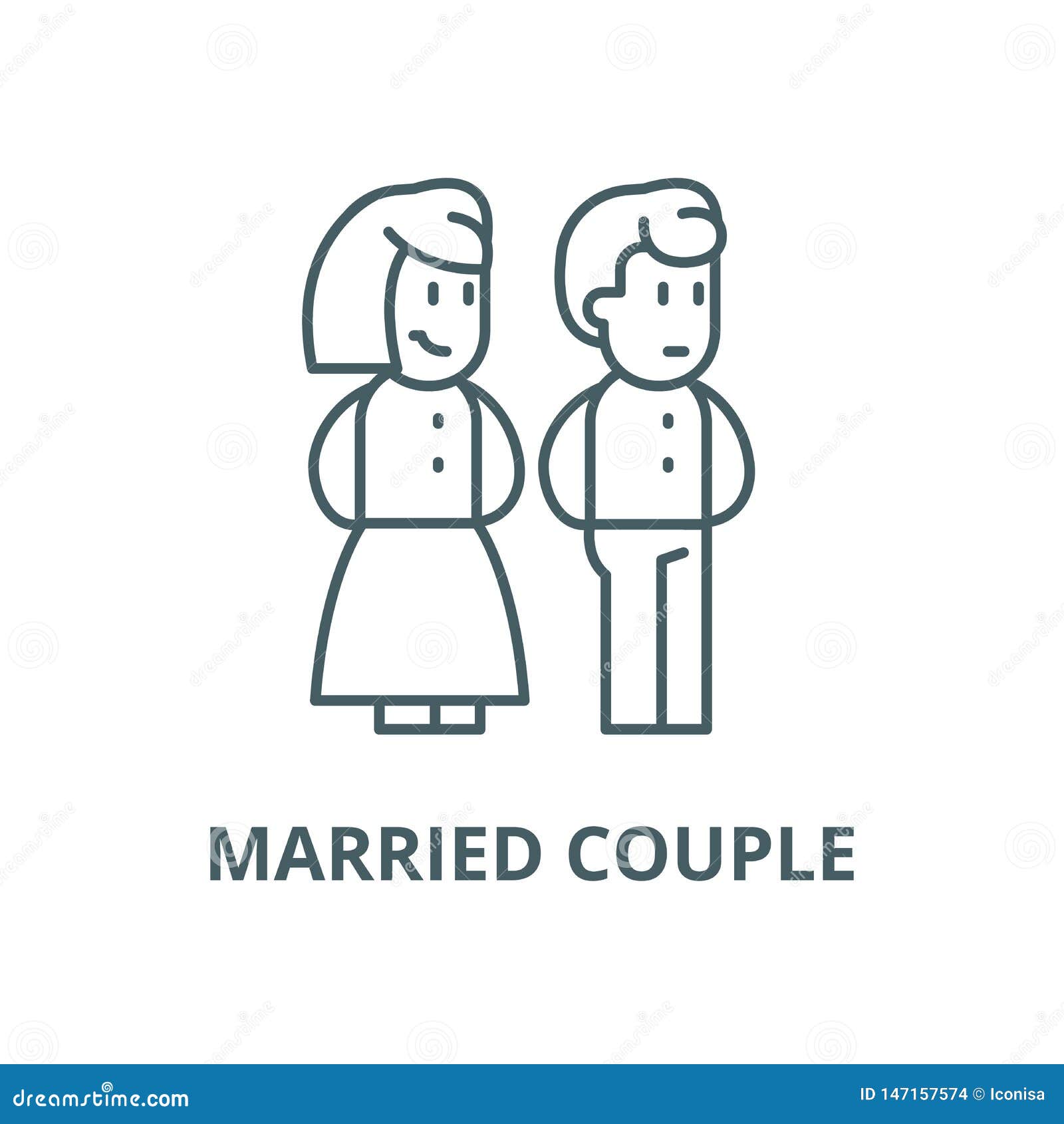 Married Couple Vector Line Icon, Linear Concept, Outline Sign, Symbol ...