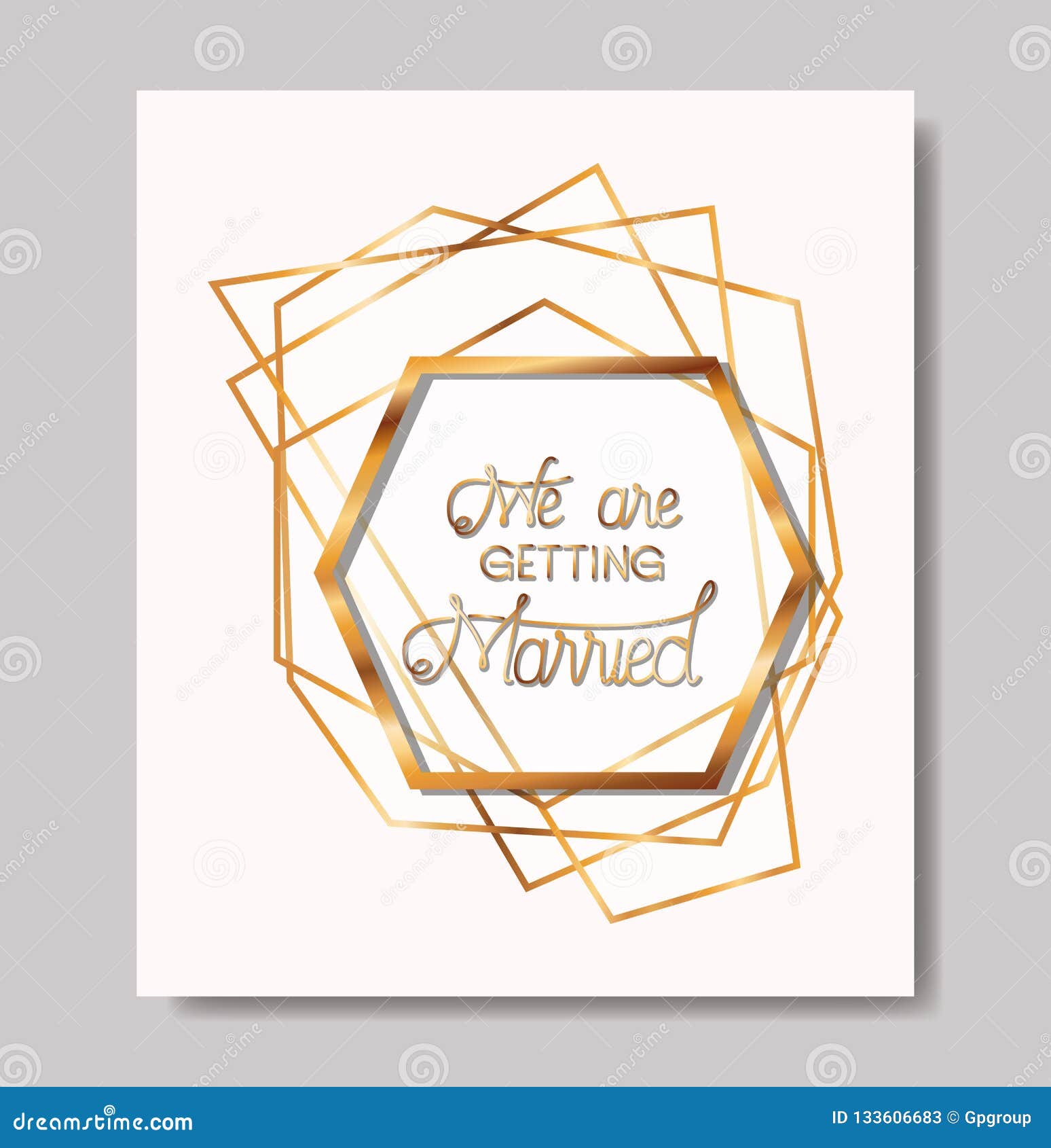 Married Invitation with Golden Frame Stock Vector - Illustration of ...