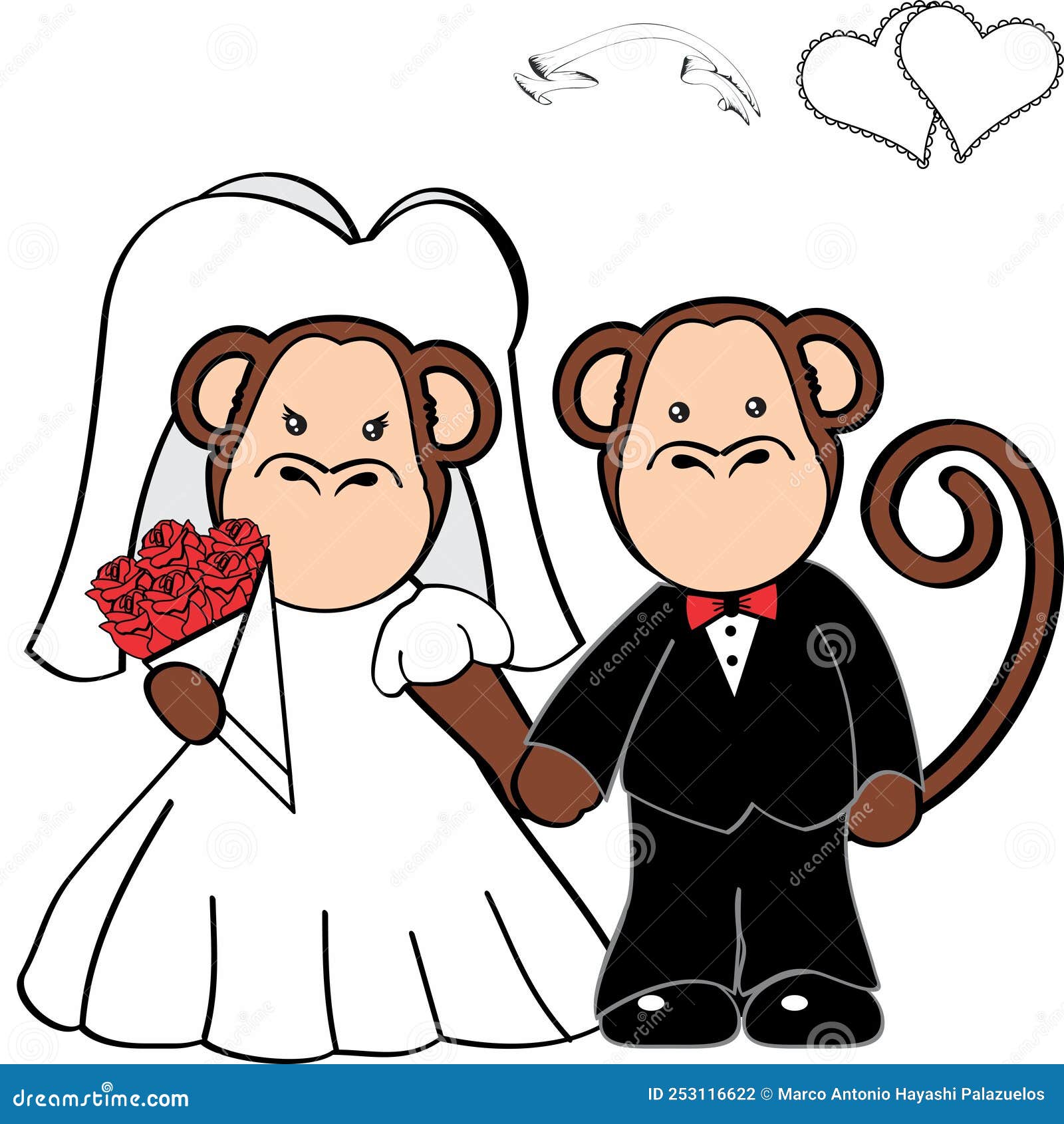 Married Monkey Couple Cartoon Set Pack Stock Vector - Illustration of ...