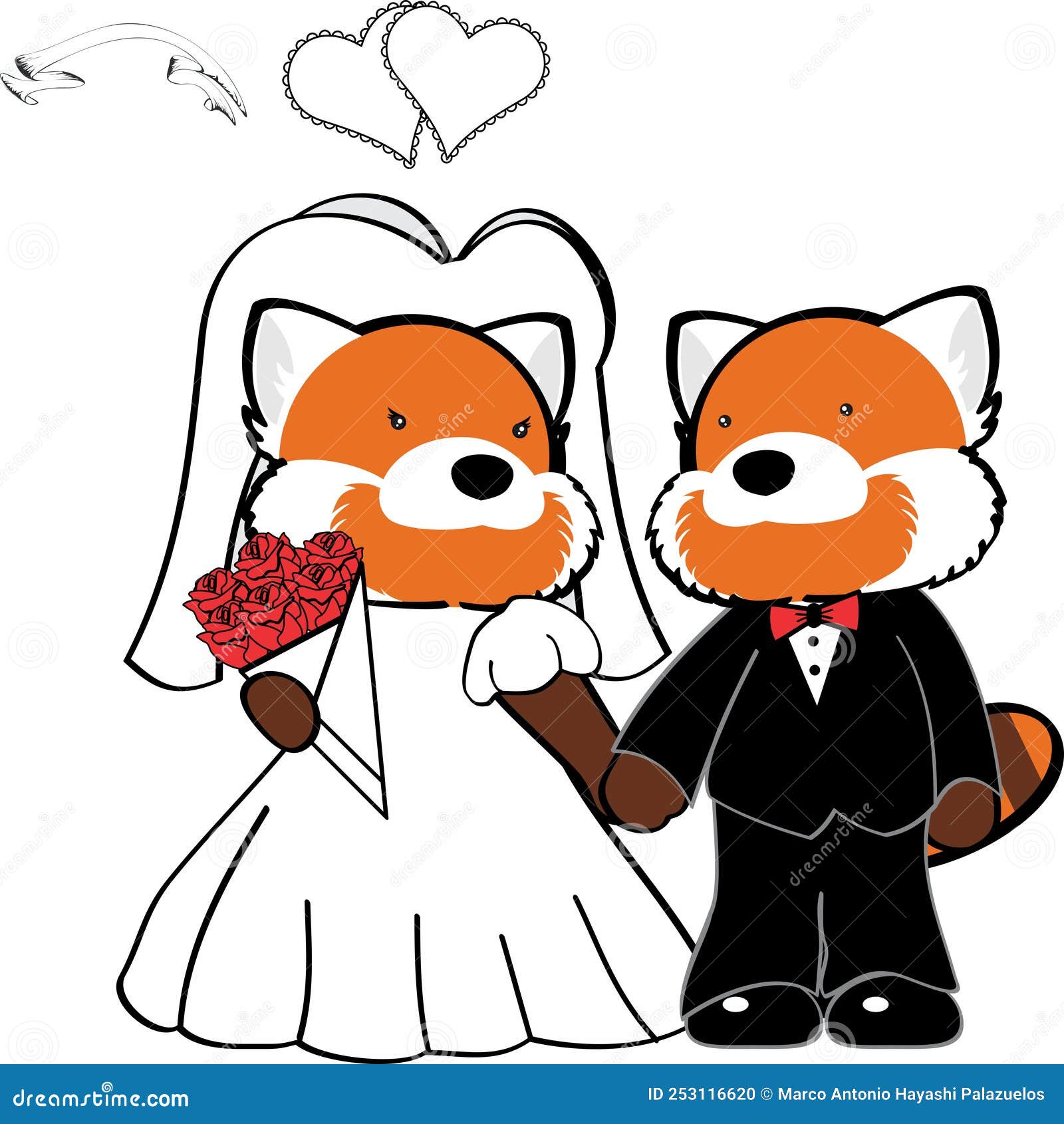 Married Red Panda Couple Cartoon Set Pack Stock Vector - Illustration ...