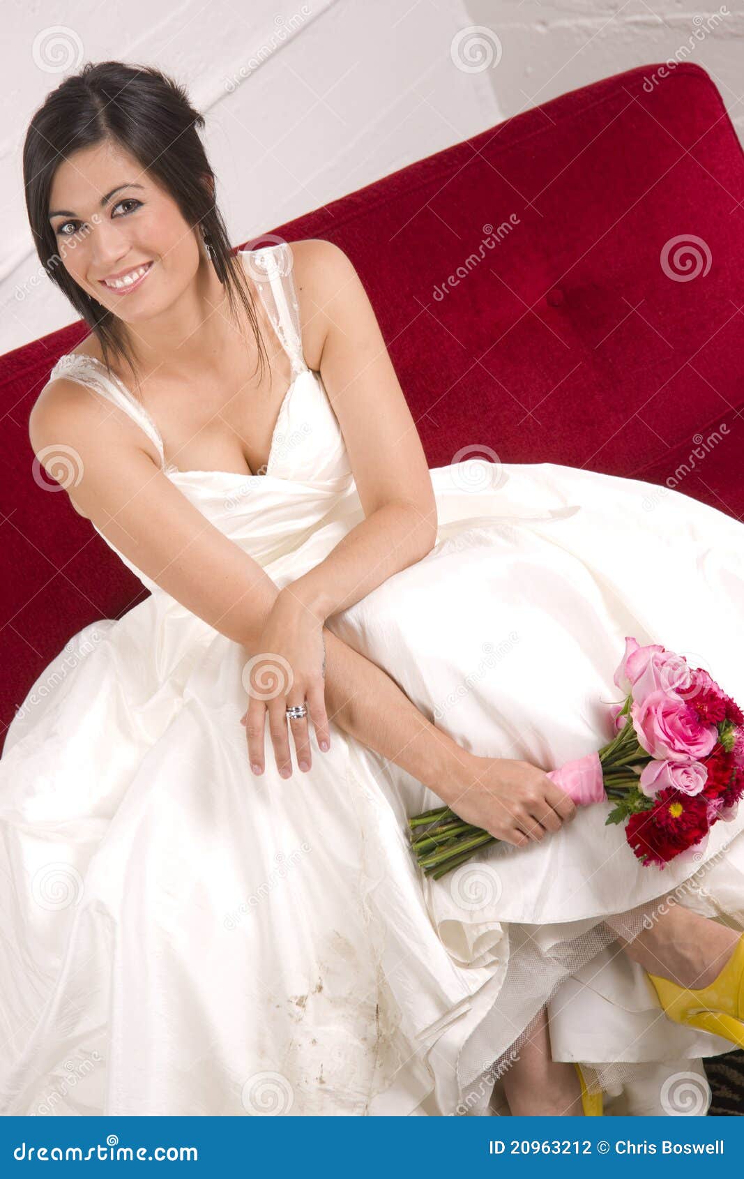 Married Woman Sitting Floral Bride Wedding Stock Photo - Image of ...